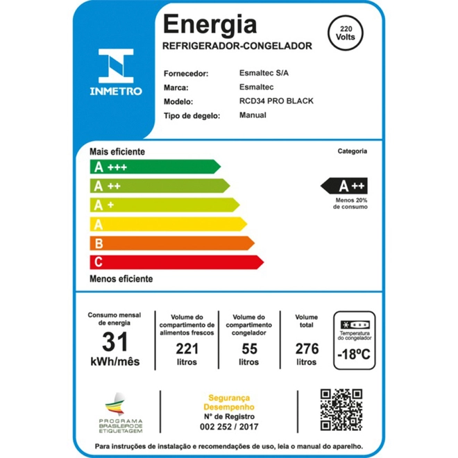 Geladeira Cycle Defrost Esmaltec 276L RCD34 PRO - Solar Magazine