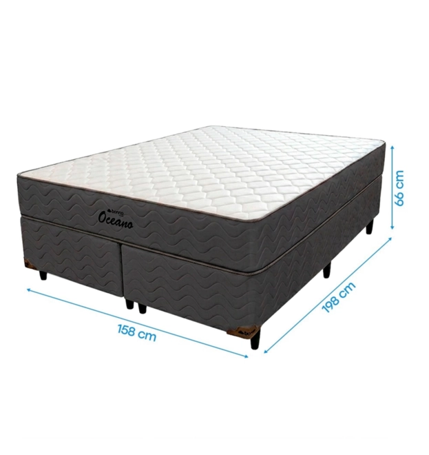 Cama Box Queen Bonno Oceano Molas Ensacadas 158x198x66 - Solar Magazine